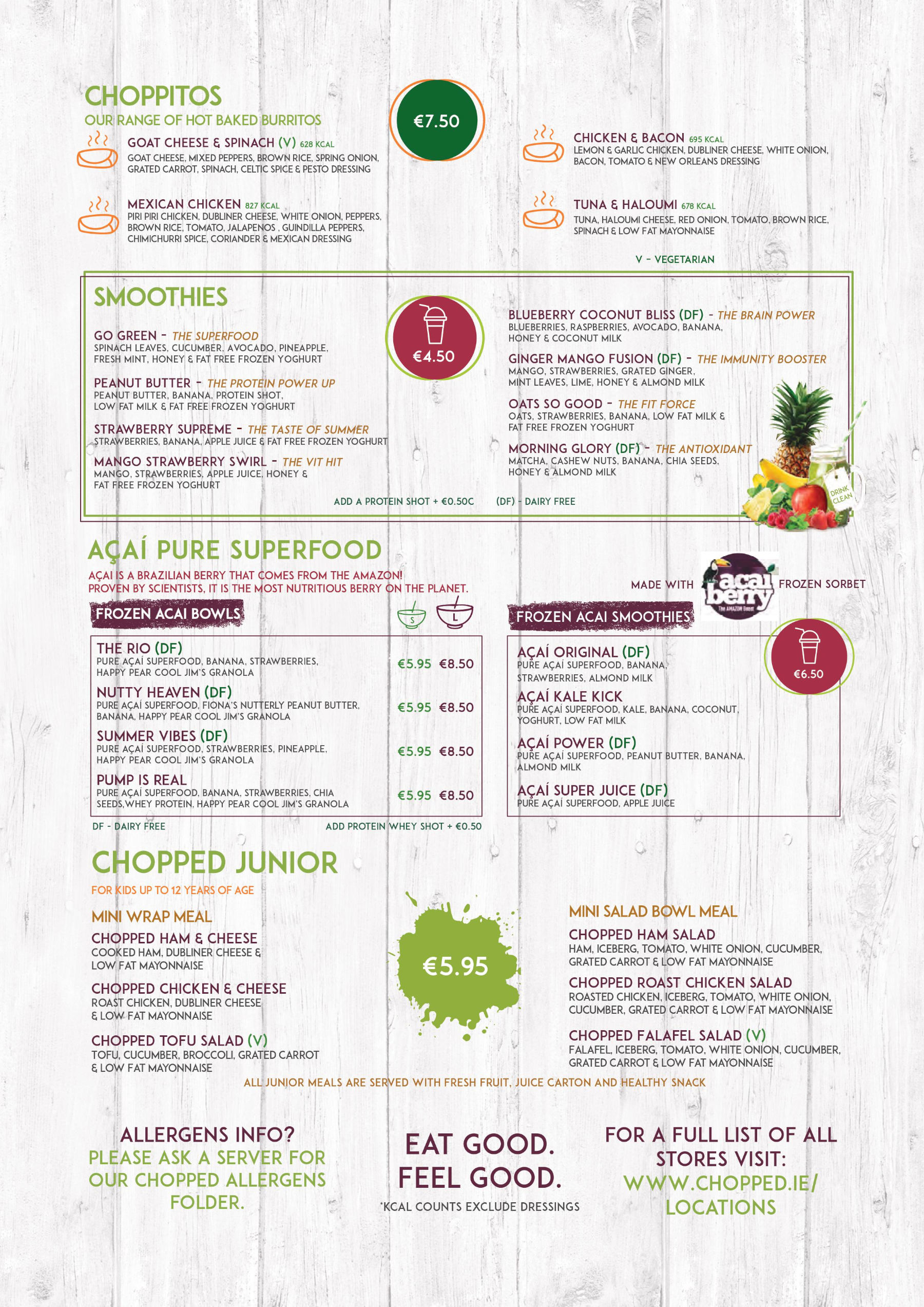 Menu - Chopped | The Healthy Food Company